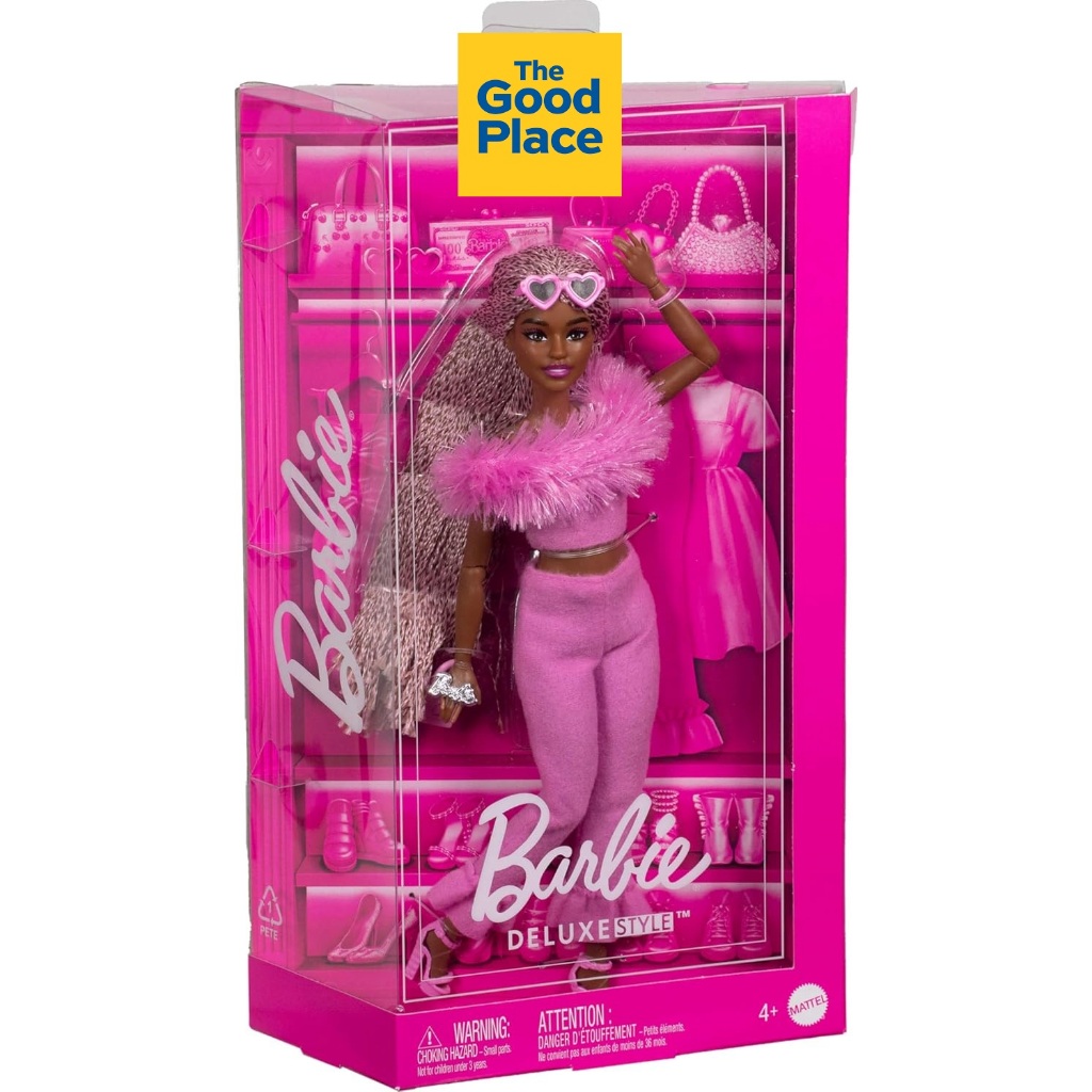 MATTEL Barbie Barbiecore Deluxe Style Doll #4 in Pink Outfit with Furry ...