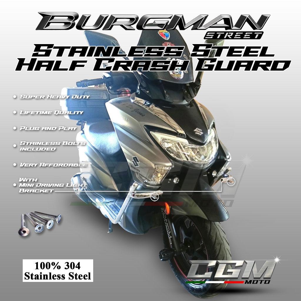 Burgman Street/Ex Stainless Half Crash Guard•Crash Guard for Burgman ...