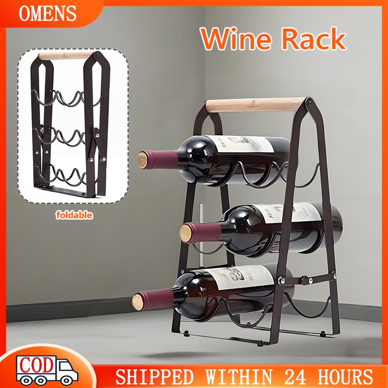 Foldable Wine Rack Bottle Wine Organizer Rack Stand Desktop Red Wine ...