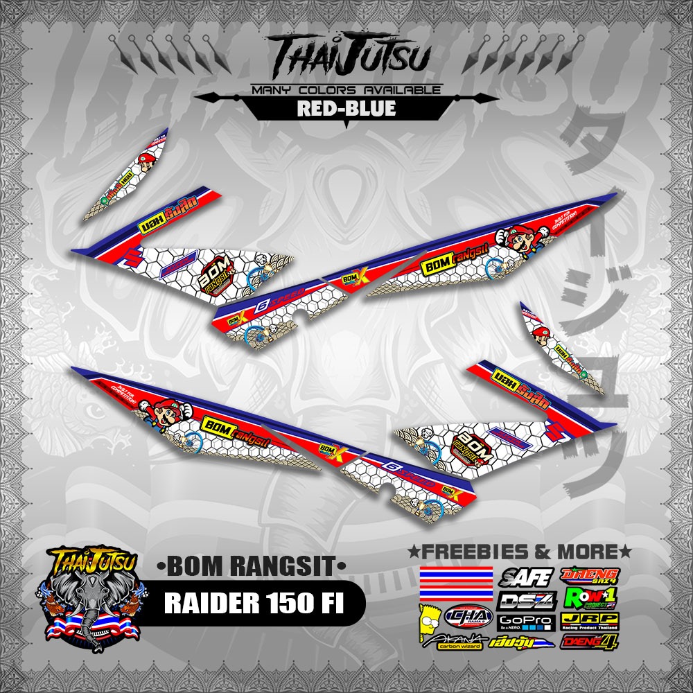 RAIDER 150 FI INDO DECALS ( BOM RANGSIT )【ThaijutsuStickers】 | Shopee ...