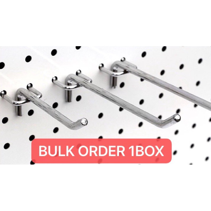 【BULK】1Box/200pcs Chrome Plated Pegboard Hook (10cm - 30cm) Display ...
