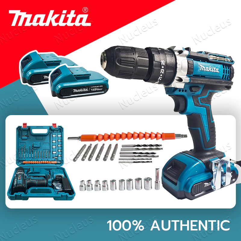 Makita 68V Cordless Electric Drill Impact Hammer 2Battery Screwdriver Power With Case ...