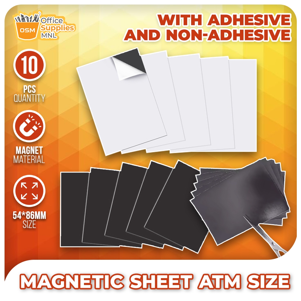 10pcs Magnetic Sheet ATM Size with Adhesive | Ordinary Pre Cut Rubber ...