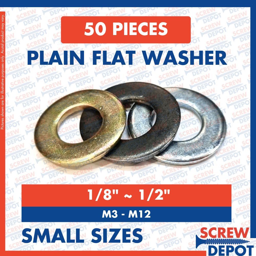 50PCS Small Sizes Flatwasher / Flat Washer / Plain Washer Screw Depot ...