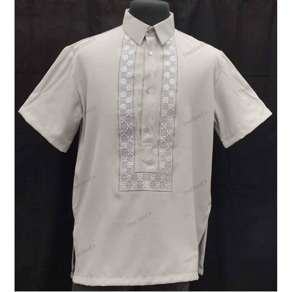 NEUMANN LINEN POLO BARONG (C#171) Lt. Gray | Shopee Philippines