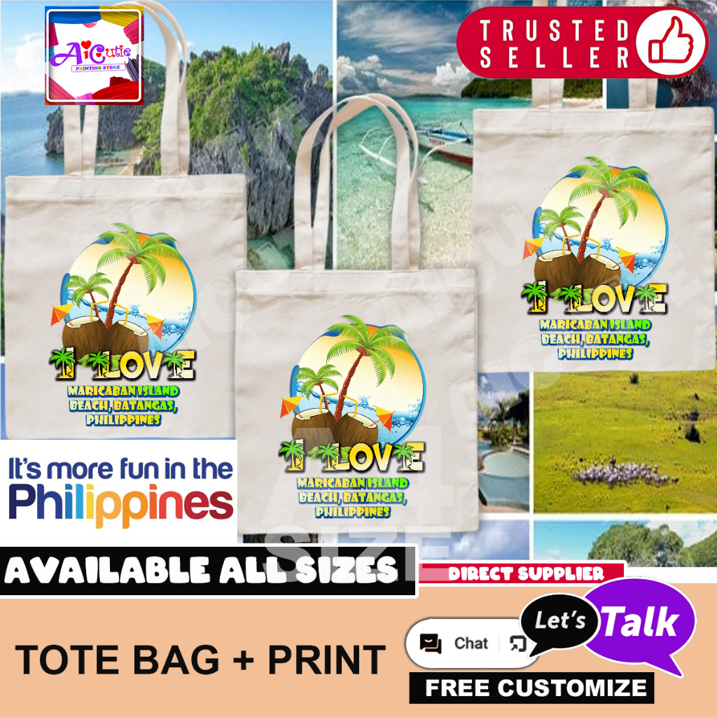 I LOVE Maricaban Island Beach, Batangas, Philippines TOTE BAG DESIGN ...