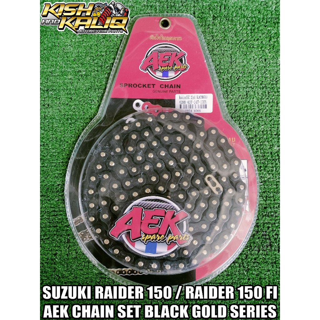AEK CHAIN SET HEAVY DUTY BLACK & GOLD SERIES THAILAND MADE FOR SUZUKI ...