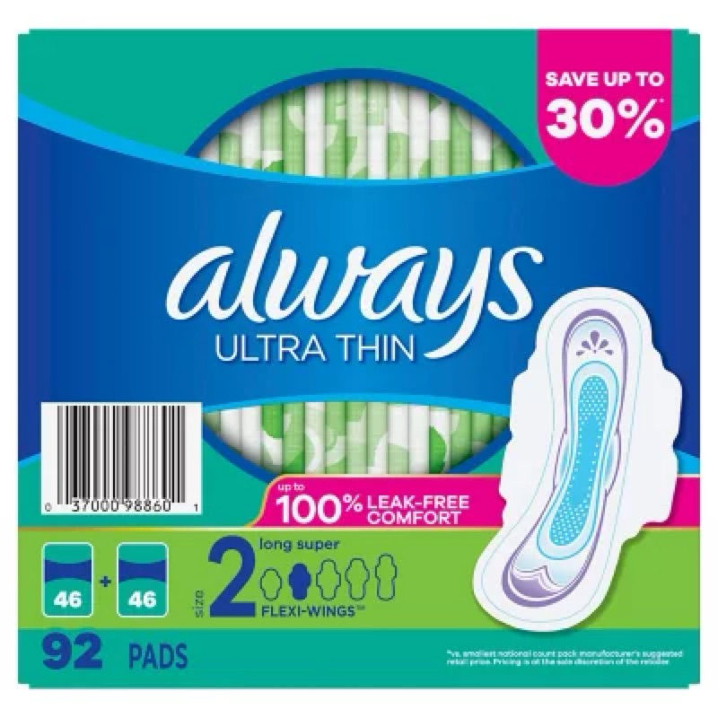 Always Ultra Thin Super Long Sanitary Napkin | 92 Pads | Shopee Philippines