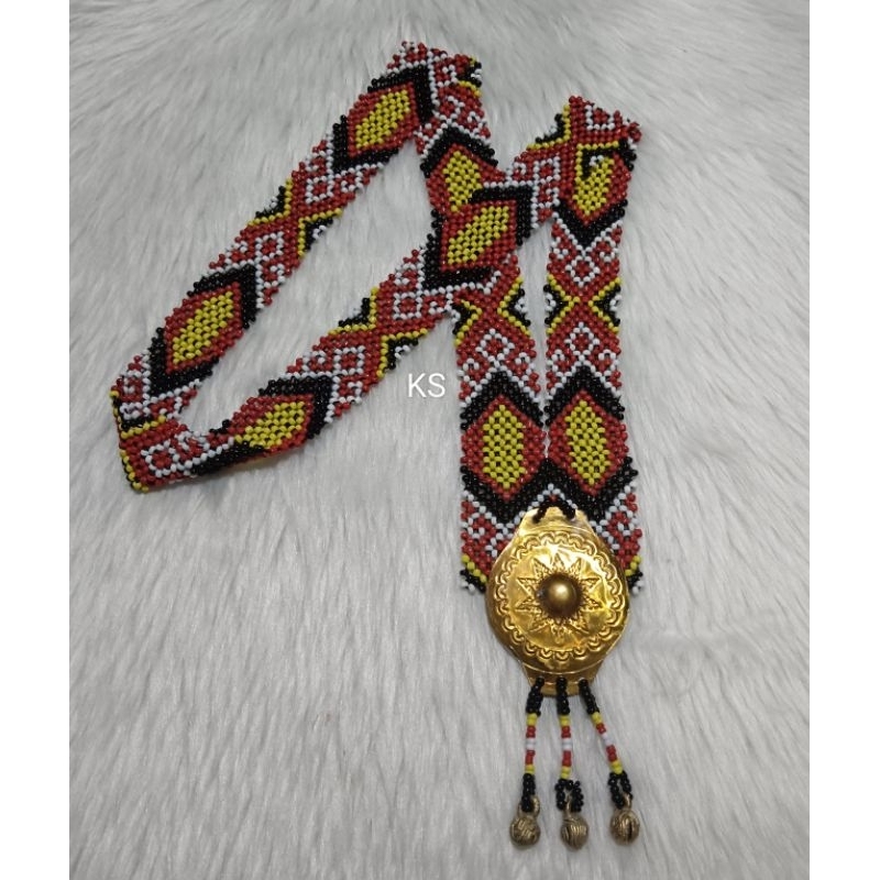 NECKLACE BEADS WITH BRASS AGONG / PENDANT ETHNIC DESIGN | Shopee ...