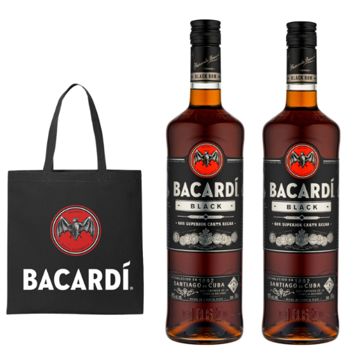 Bacardi Black Rum 750ml Bundle of 2 with Free Bacardi Tote Bag | Shopee ...