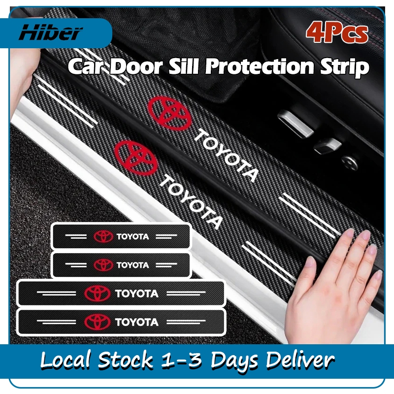 4pc/Set Car Door Sill Carbon Fiber Stickers Protector Strip Cutting and ...
