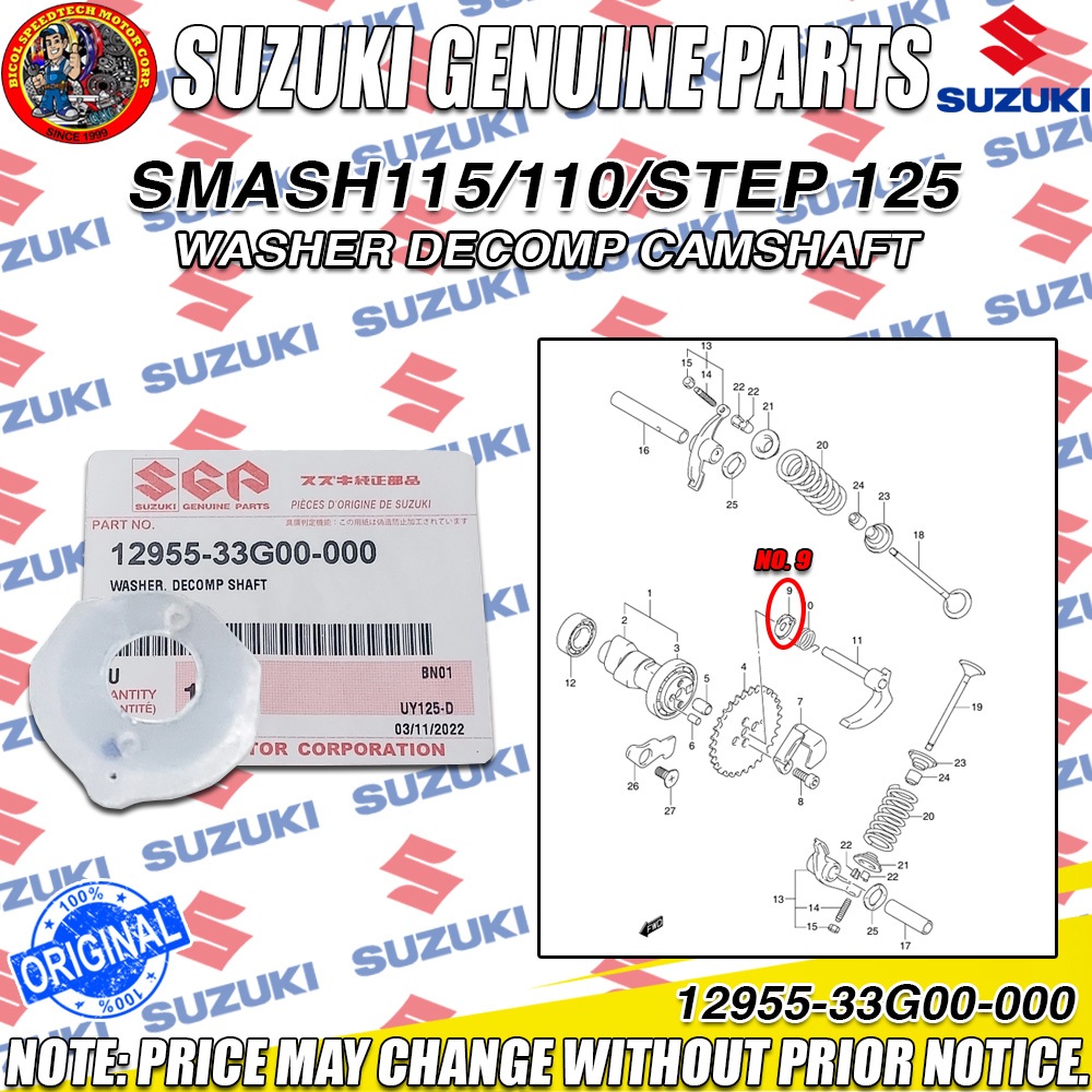 SMASH 115/110/STEP 125/SKYDRIVE 125 WASHER DECOMP CAMSHAFT (SGP ...