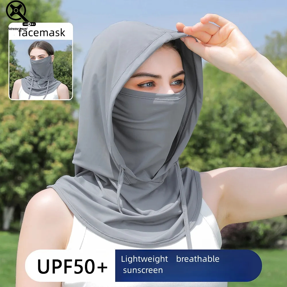 Men Women Ice Silk Full Face Mask UV Resistant Outdoor Mask Sun Full ...