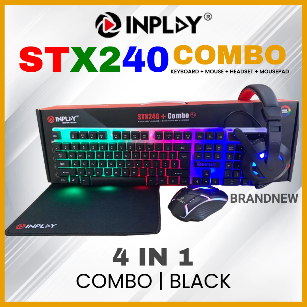 INPLAY STX240 4 in1 Combo | Keyboard + Mouse + Headphone + Mouse Pad 4 ...