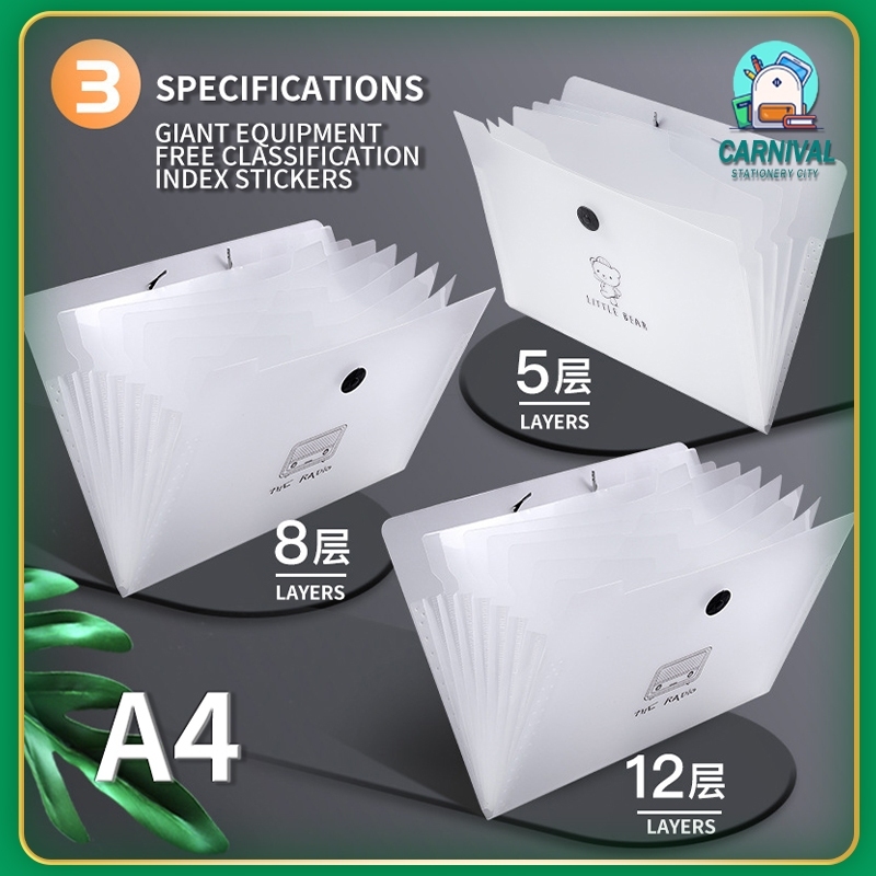 A4 Classified Transparent File Folder 5/8/12 Pockets Organ Bag ...