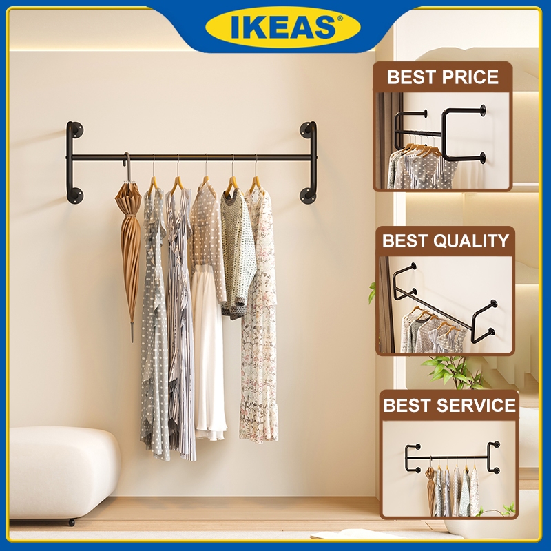 IKEA Wall Mounted Clothes Hanging Organizer Rack Black Hanger rack ...
