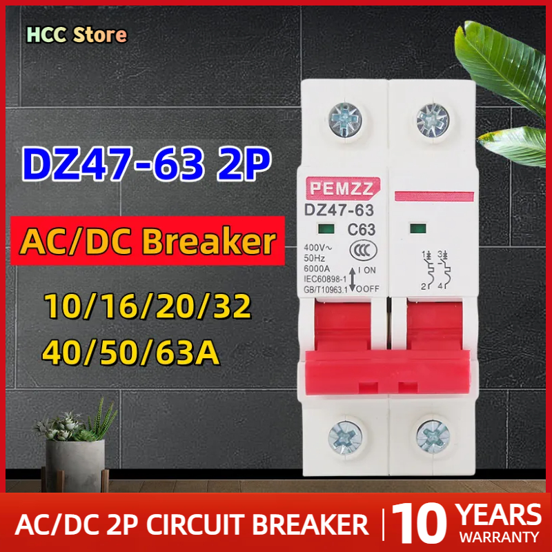 AC DC 2Pole Circuit Breaker Air Switch 10A 16A 20A 32A 40A 50A 63A ...