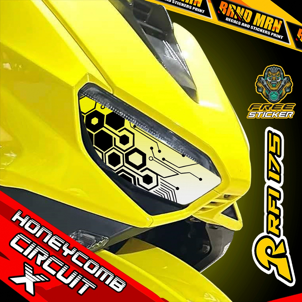 RUSI RFI 175 HEADLIGHT HONEYCOMB X CIRCUIT EYE DECAL STICKER TINT ...