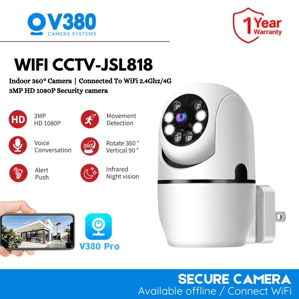 Plug 360° WiFi Wireless CCTV Camera Night Vision 1080p Security Camera ...