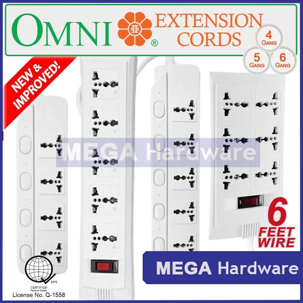 OMNI Main Switch or Individual Switch Extension Cord 3 Gang, 4 Gang, 5 ...