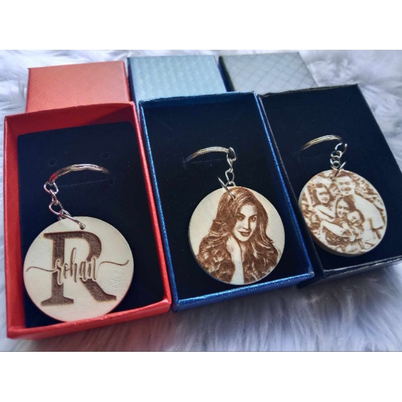 personalized laser engraved round wooden keychain | Shopee Philippines