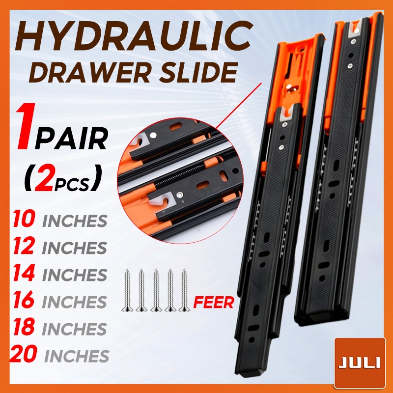 【2 Pcs】Hydraulically Drawer Slider Drawer Guide Anti-Pinch Hand ...