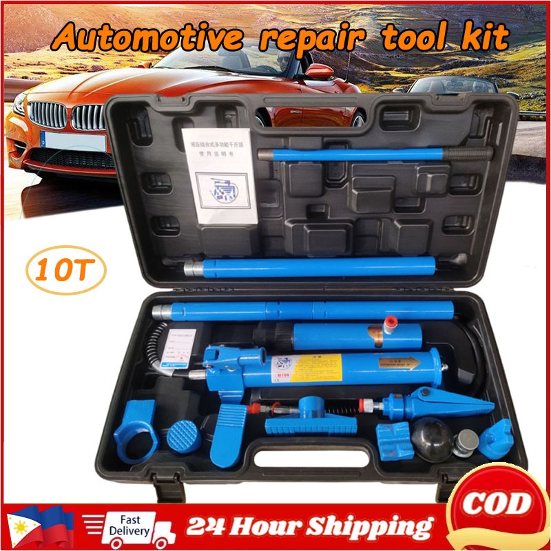 10 Ton Portable Hydraulic Jack Car Body Frame Repair Tool Kit | Shopee ...
