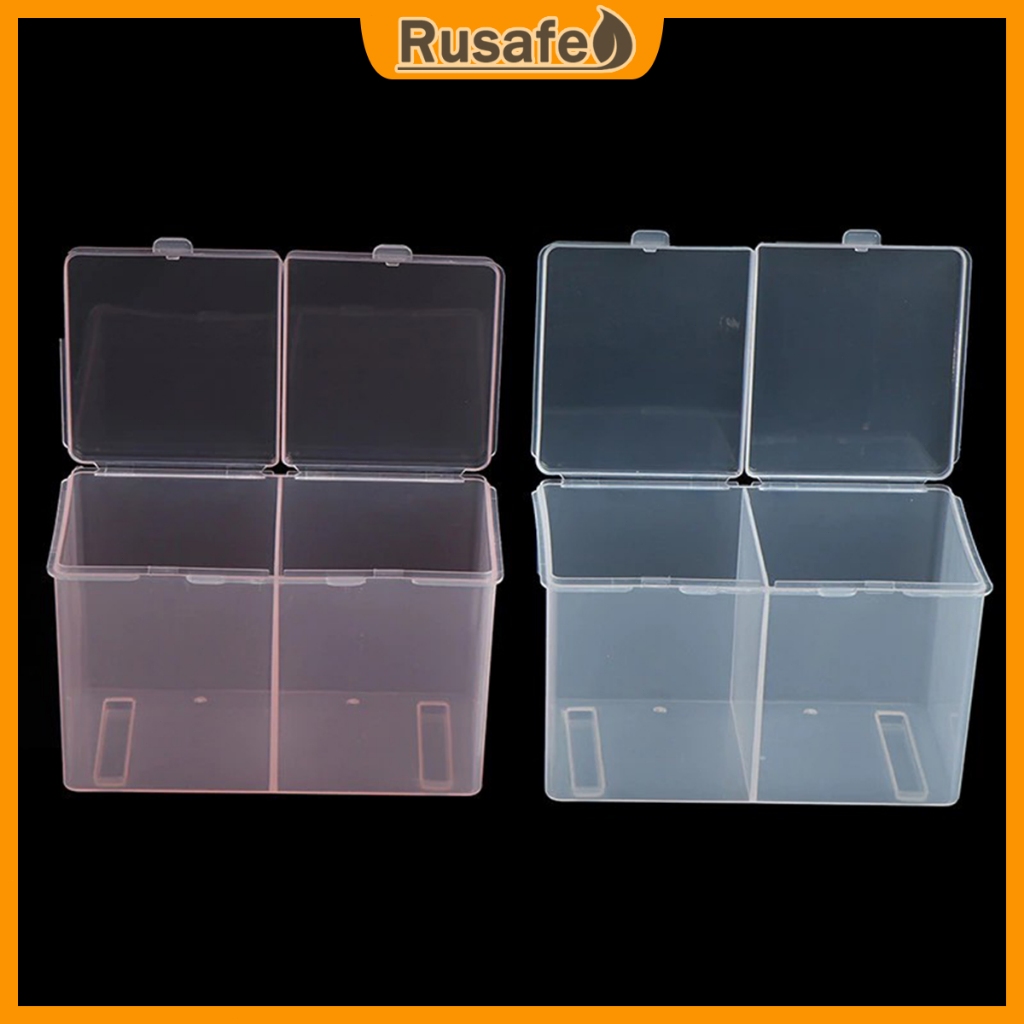 1PC Dual Cell Transparent Plastic Storage Box Portable Small Size ...