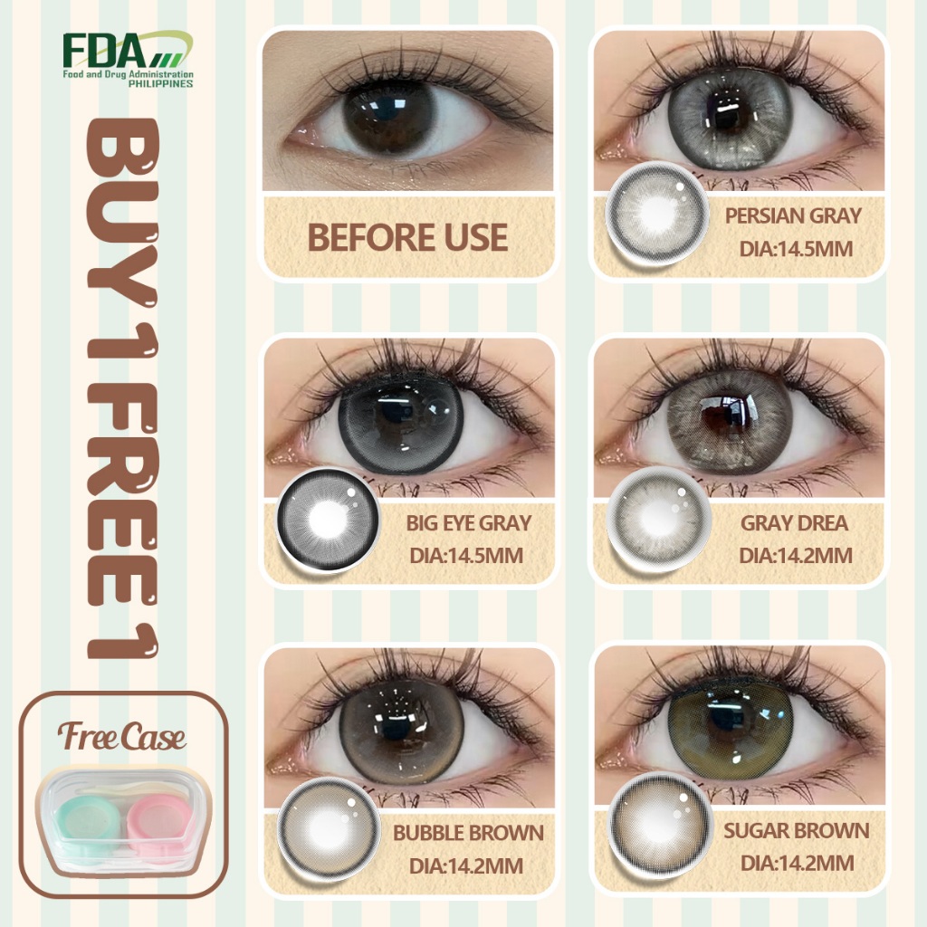 COCOLENS BUY 1 FREE 1 College Students graded contact lens brown gray ...