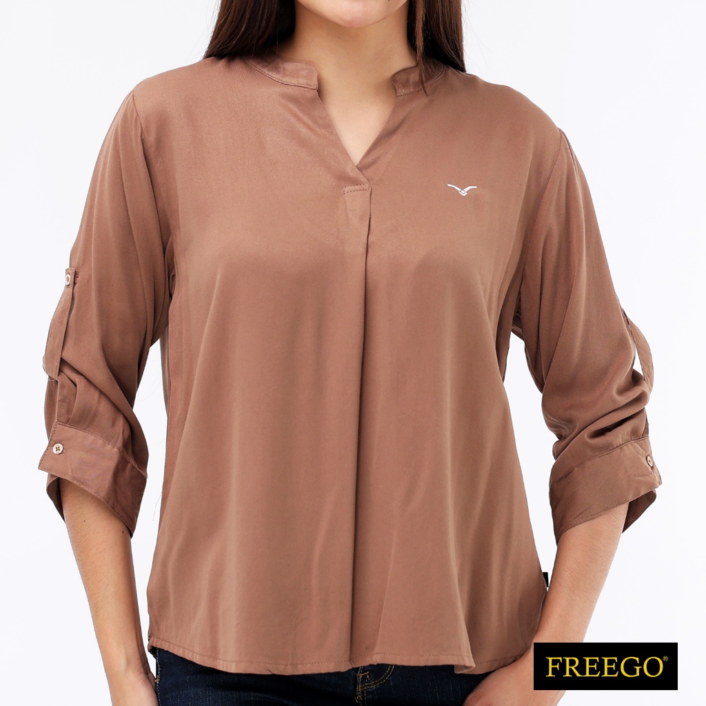 Freego Ladies Plain Single Bold Twill 3/4 Blouse AST04-0337 | Shopee ...