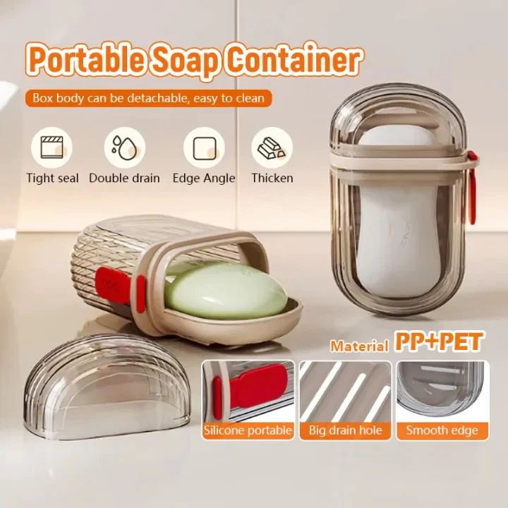 Transparent Travel Soap Box with Lid Sealed for Draining Plastic Soap ...
