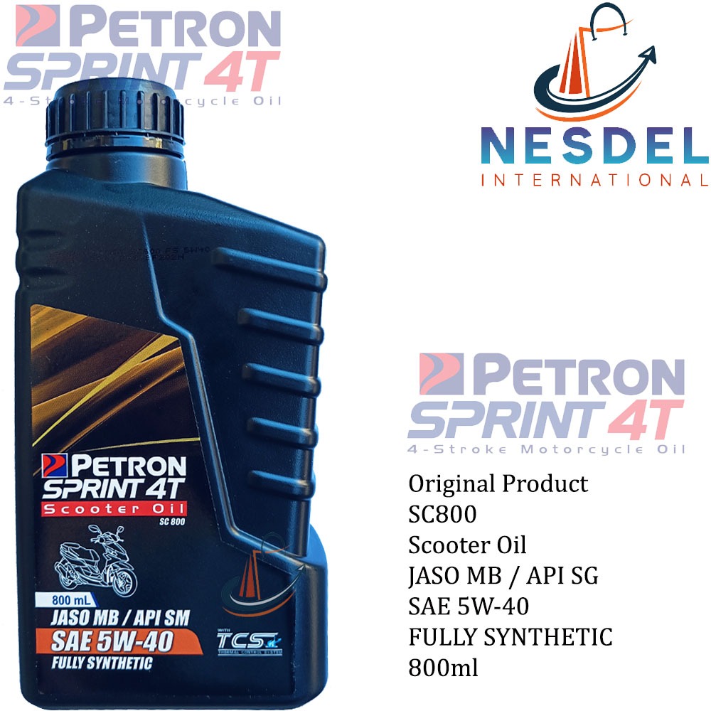 Petron Genuine Engine Oil Scooter Oil SC 800 SAE 5W-40 Fully Synthetic ...