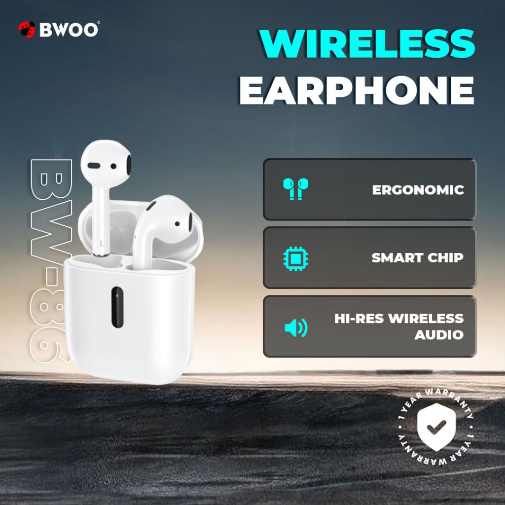 BWOO BW86 True Wireless Stereo Earphones - Half-In-Ear Design, Bluetooth V5.3 Connectivity ...
