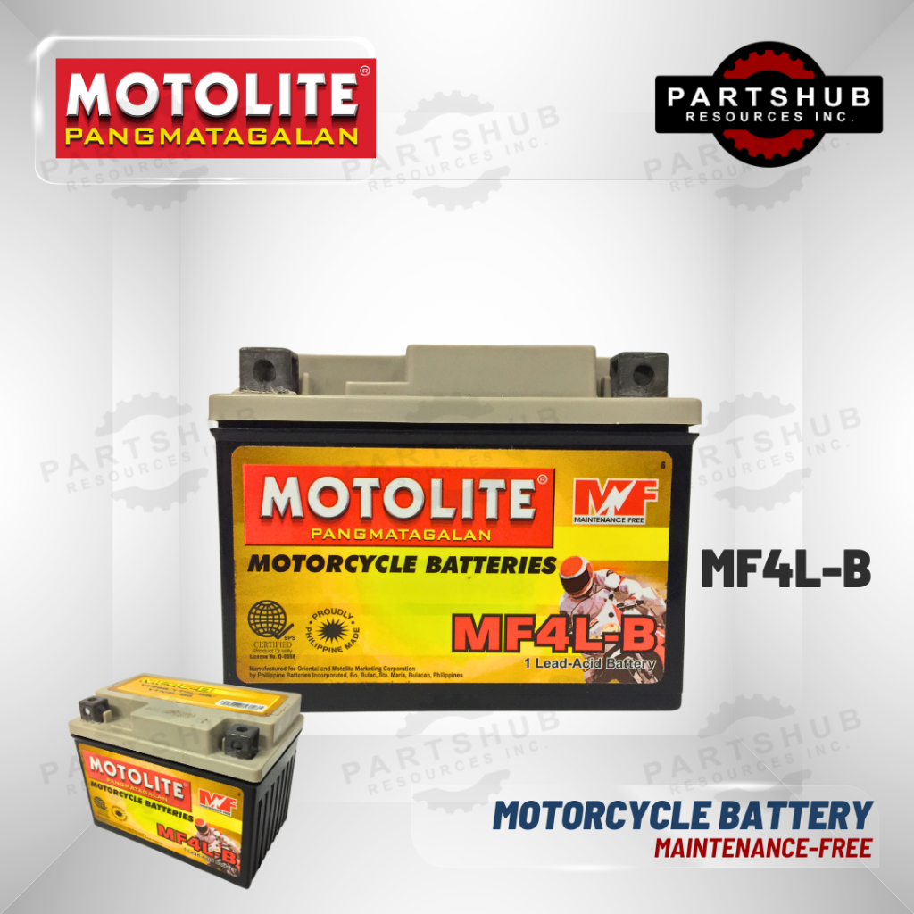 MOTOLITE MOTORCYCLE BATTERY MAINTENANCE-FREE MF4L-B (YT4L-BS, YTX4L-BS ...
