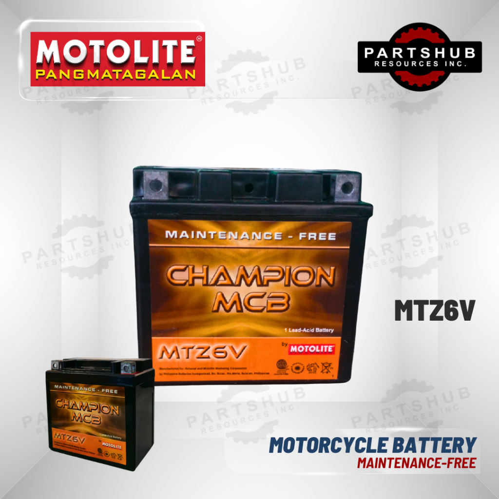 MTZ6V CHAMPION MAINTENANCE-FREE BY MOTOLITE MOTORCYCLE BATTERY (Click ...