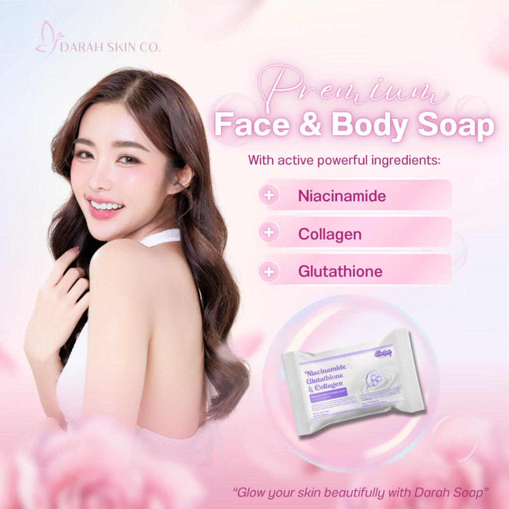 Darah Skin Co Premiun Brightening Soap with Niacinamide Collagen and Glutathione | Shopee ...