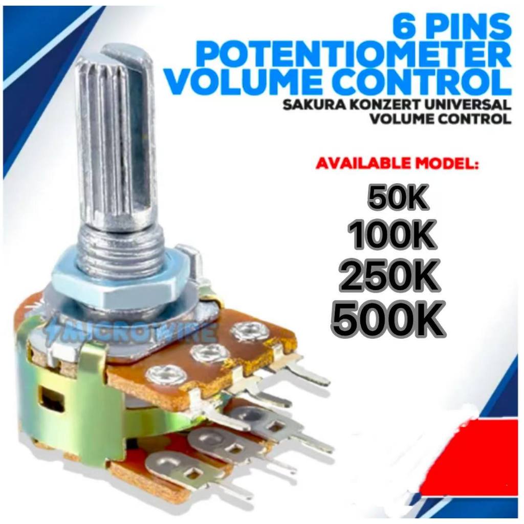 Potentiometer 50k/100K/250K/500K 6 pins stereo Universal Volume Control ...