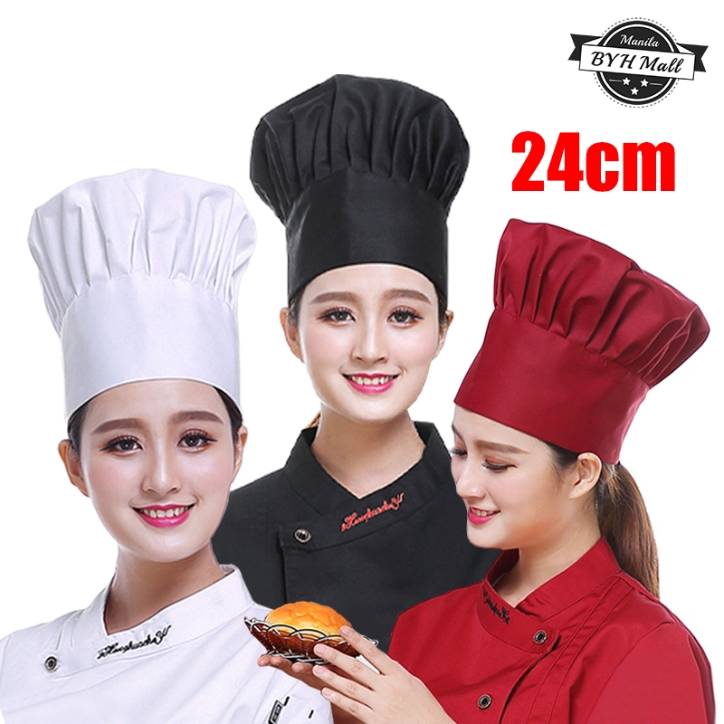 24cm Stretchy Adjustable Catering Chef Hat Kitchen Caps Black, White ...
