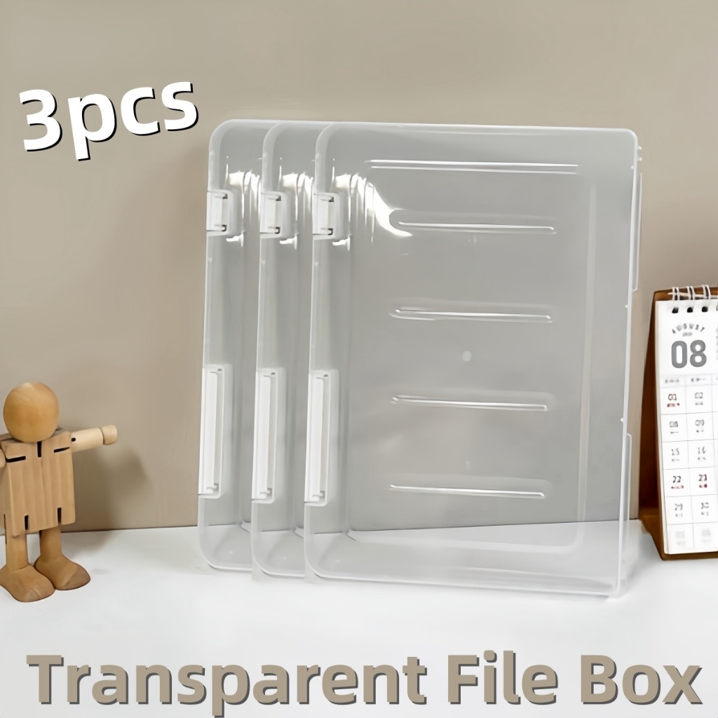 3Pcs A4/A5 Transparent File Box Clear Paper File Organizer Box Plastic ...