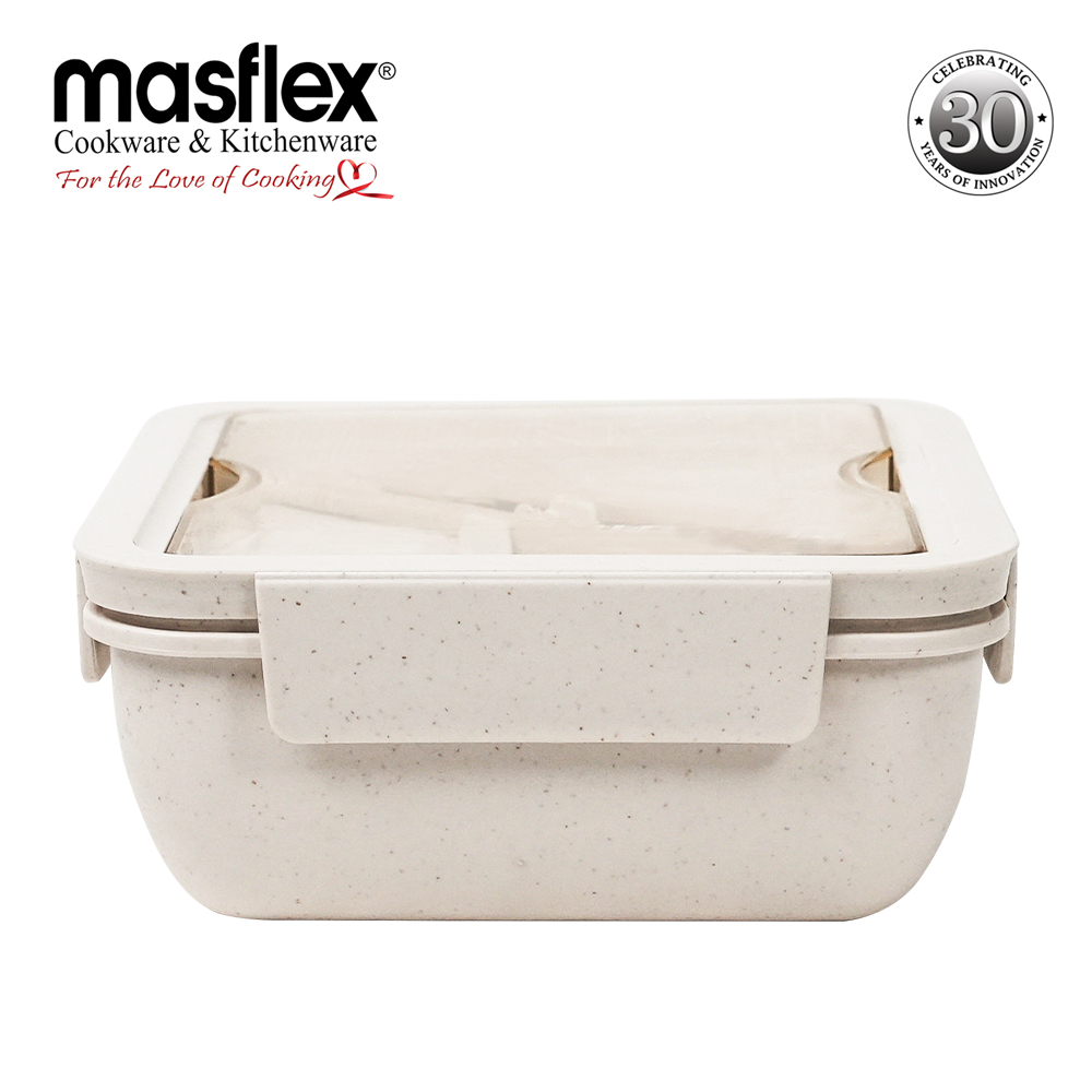 MASFLEX 1100ML SQUARE BENTO BOX W/ SPOON & CHOPSTICKS | Shopee Philippines