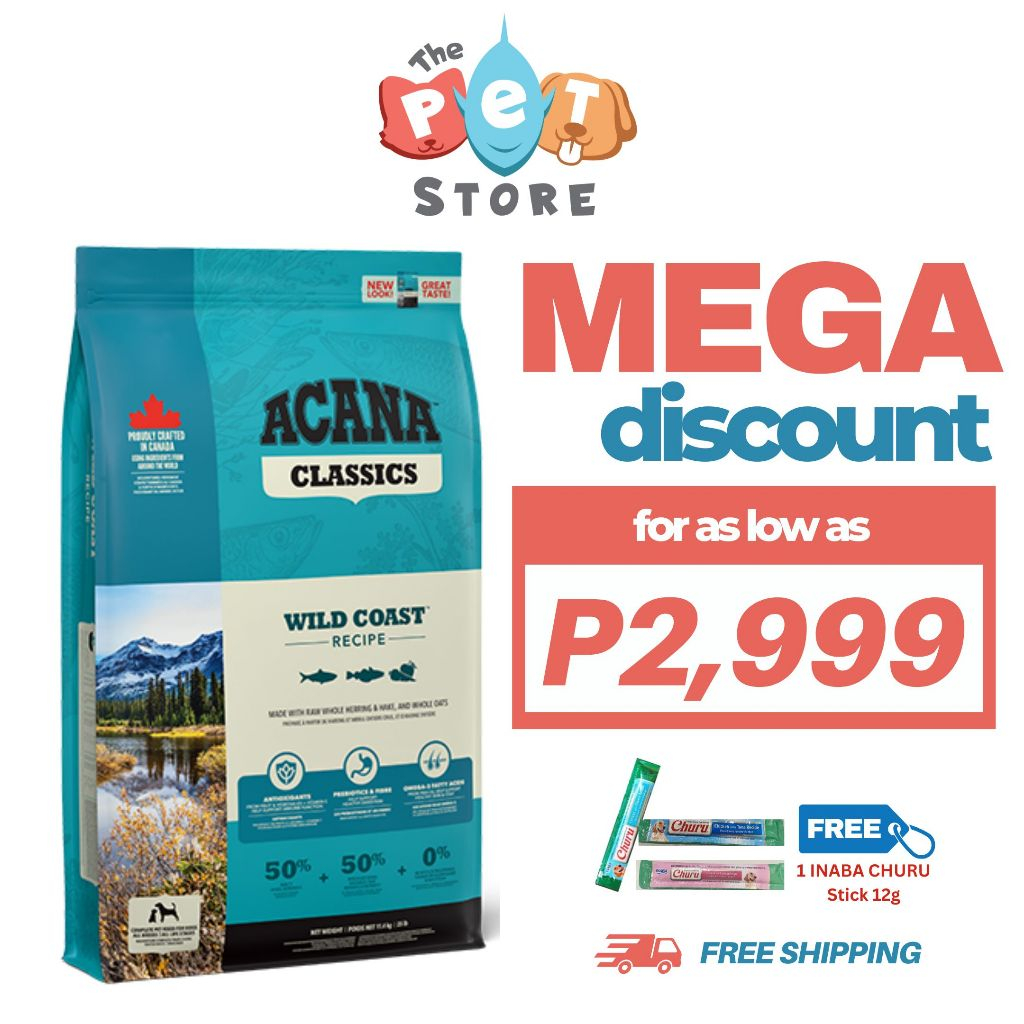 Acana Classic Wild Coast 9.7kg Dog (FREE 1 Inaba Churu Stick 12g) All Breed & Life Stages ...