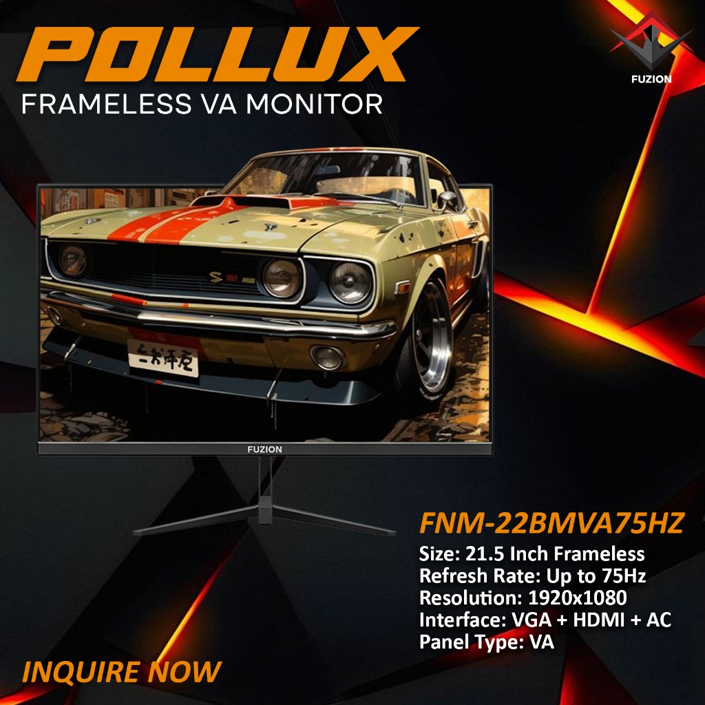 FUZION 22 AND 24INCHES FRAMELESS 75HZ MONITOR | Shopee Philippines