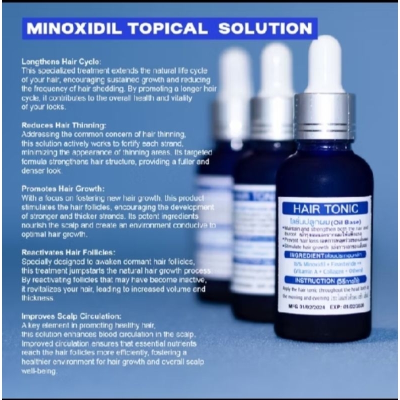 Minoxidil 15%,with Finasteride (Vitamin A+Collagen+others) Topical hair grower made in Thailand ...