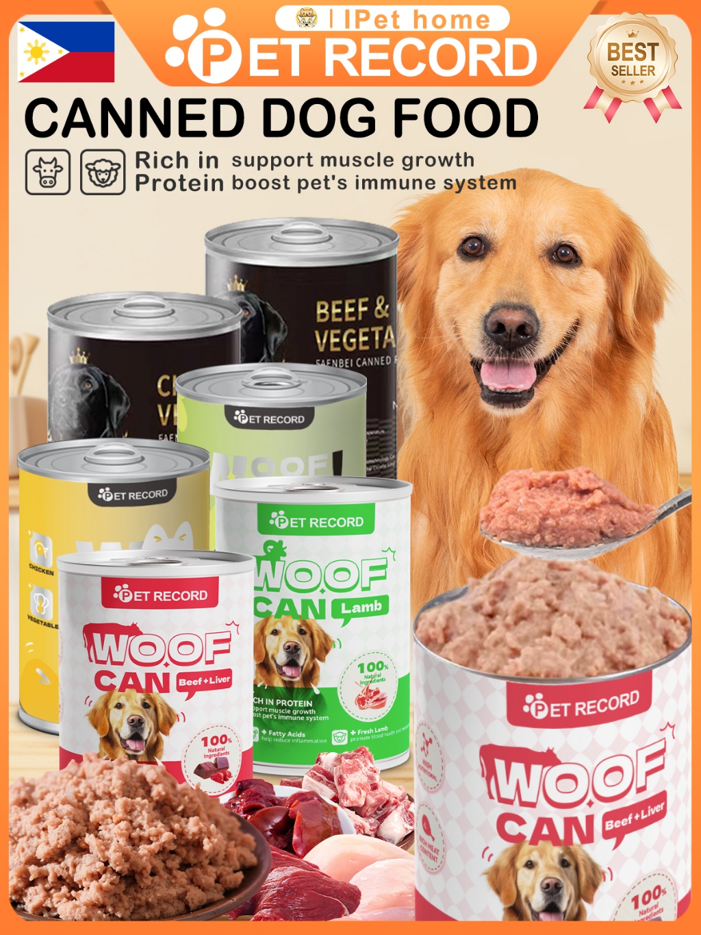 【PET RECORD 】430G Dog Food Dog Wet Food Can PET CARE Pure Natural ...