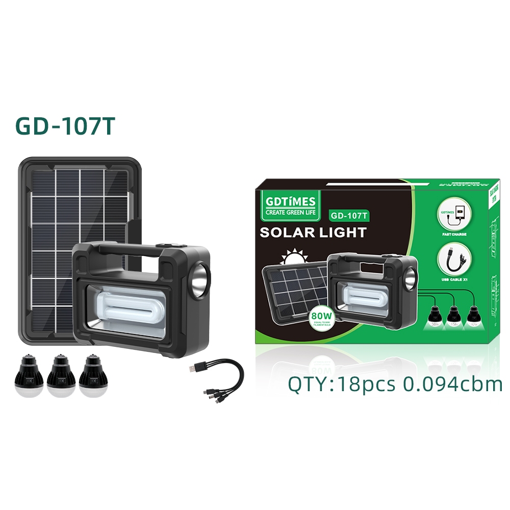 LYX GD-8017 Solar Lights System with 3 Hanging LED Bulbs Solar Panel ...