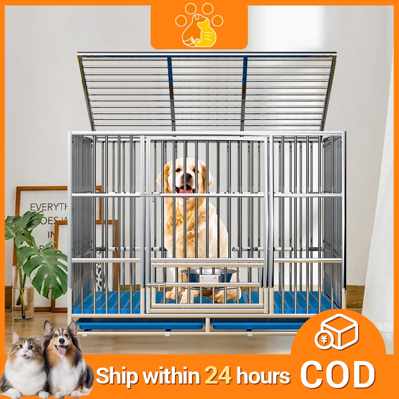 【IN STOCK】Dog Cage Stainless Large Space Cage for Dog Cage with Poop ...