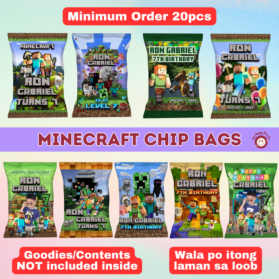 Minecraft Chip Bags for Birthday Souvenirs | Shopee Philippines