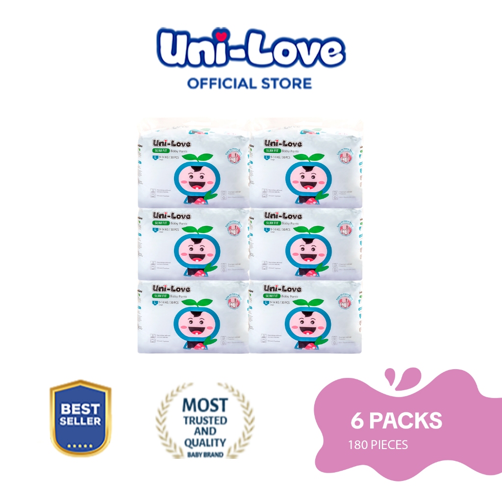 UniLove Slim Fit Baby Pants 30's (Large) Pack of 6 - Hypoallergenic ...