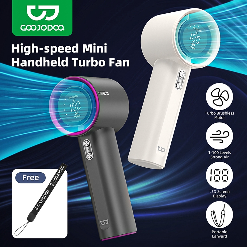 GOOJODOQ Mini Fan Rechargeable Handheld Jet Fan Strong Wind 100 Gear ...