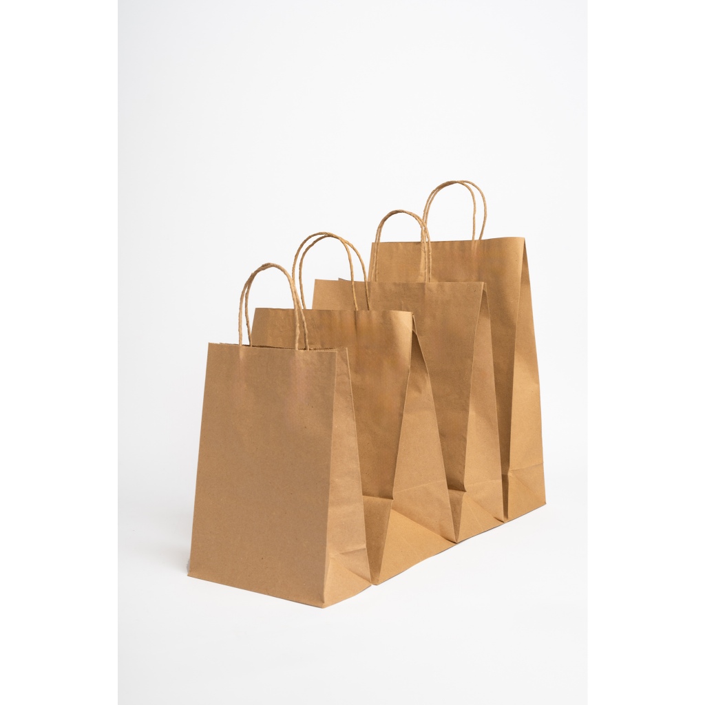 Brown & White Paper Bag with Handle / Supot / Take out Paper Bag 50pcs ...